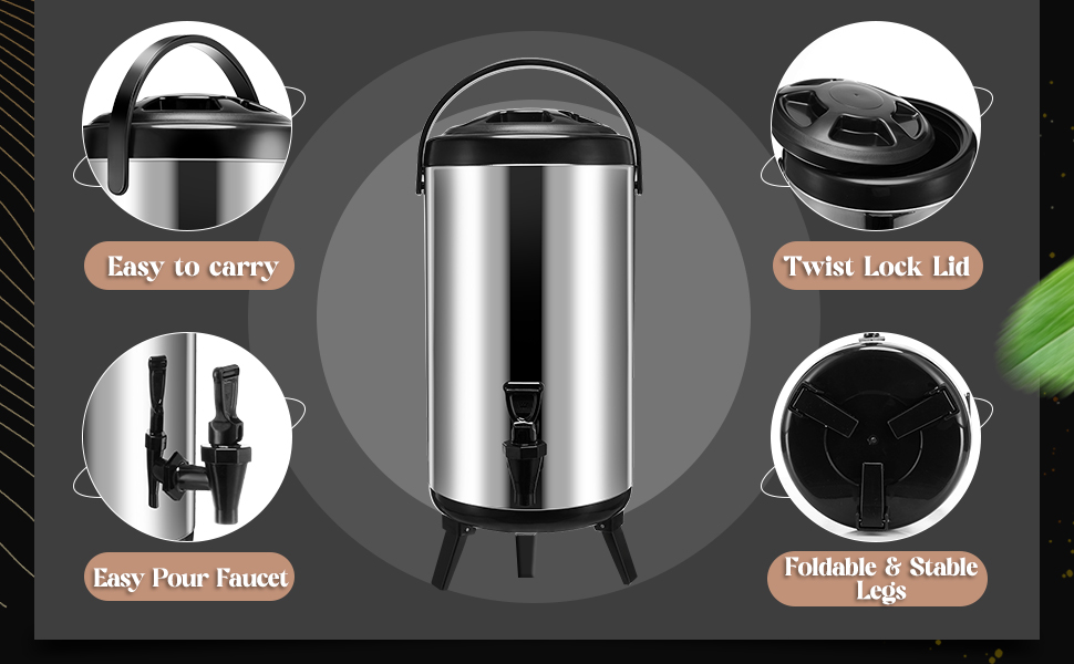 Amazon.com | Mifoci Insulated Drink Dispenser Stainless Steel Hot Water Beverage Dispenser ...