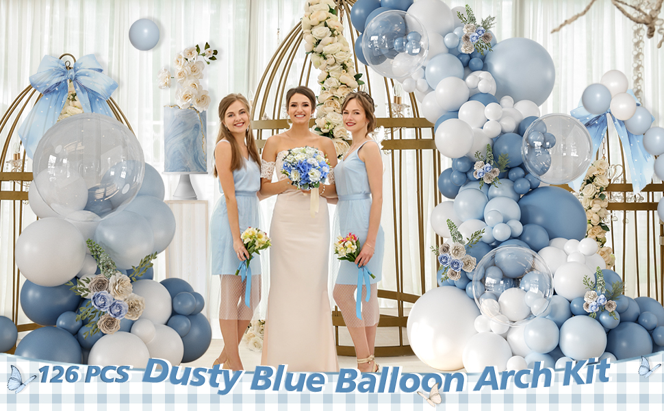 Amazon.com: Dusty Blue Balloon Arch Kit, 126 Pcs Light Blue and White Balloon Garland Kit ...
