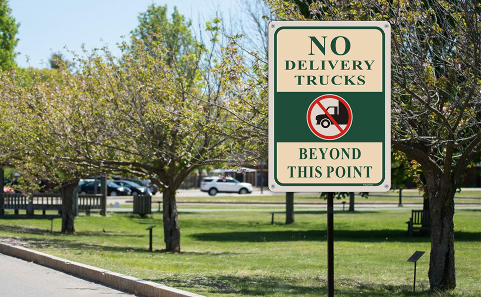 Amazon.com: 2 Pack No Delivery Trucks Beyond This Point Signs 10 x 14 ...