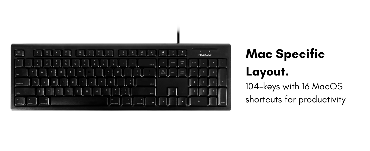 Amazon.com: Macally Full Size Wired Mac Keyboard - Compatible with All ...