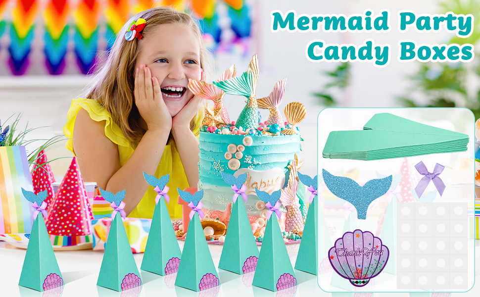 Mermaid Party Boxes Mermaid Tail Triangle Paper Candy Boxes for Mermaid ...
