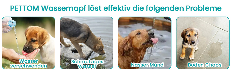 PETTOM Hundenapf Auslaufsicher 2L, Wassernapf für Hunde Ohne Sabbern rutschfest, Trinknapf Anti ...