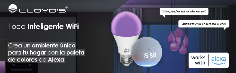 Evolux by Lloyd's Foco LED Inteligente, WiFi A19, Configuración Automática, Redes de 2.4 GHz ...