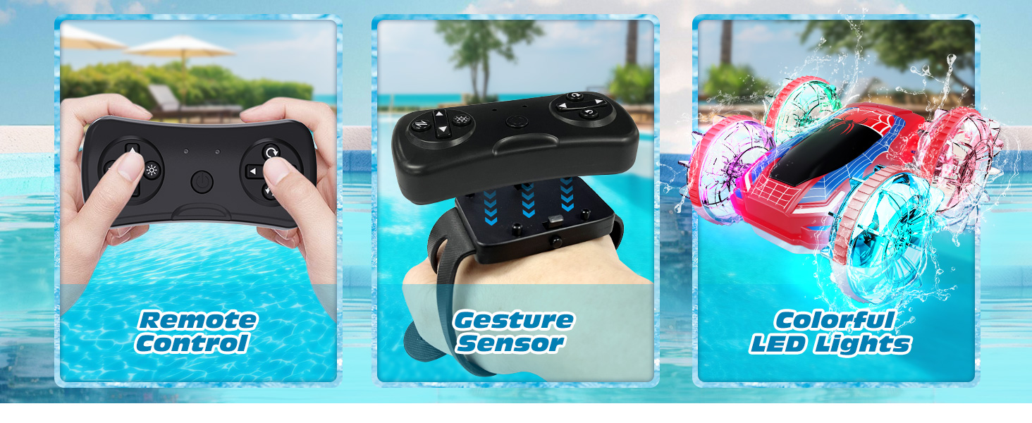 Amazon.com: Tecnock Amphibious Remote Control Car Boat, 4WD Gesture RC Cars with Magnetic ...