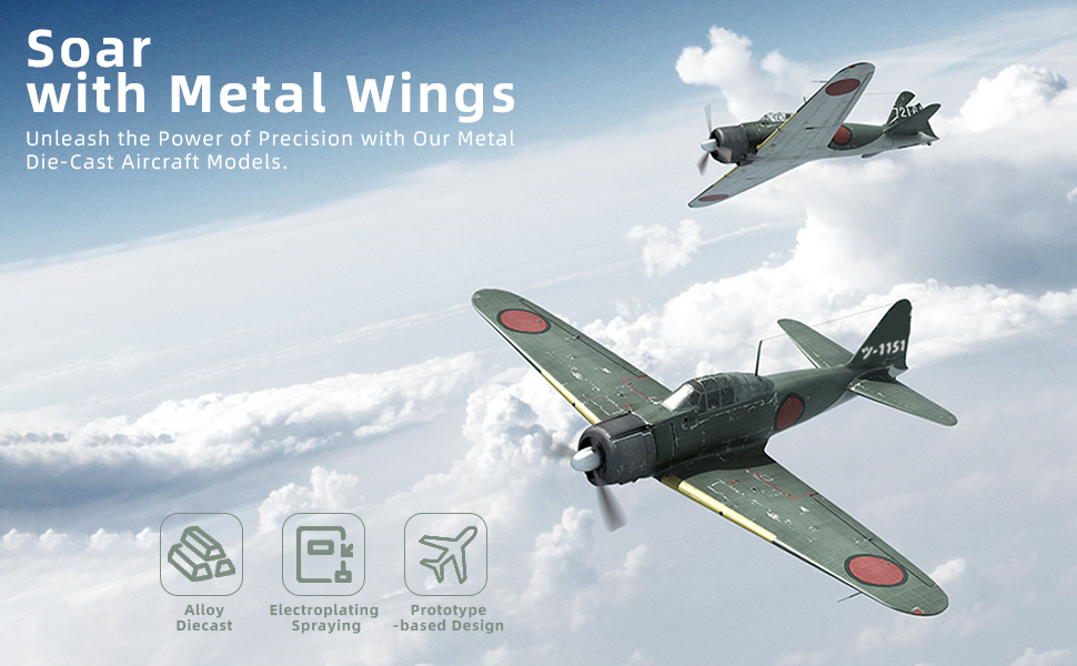 Amazon.com: NUOTIE 1/72 A6M Zero Diecast Metal Aircraft Model Kit JP Mitsubishi WWII Vintage ...