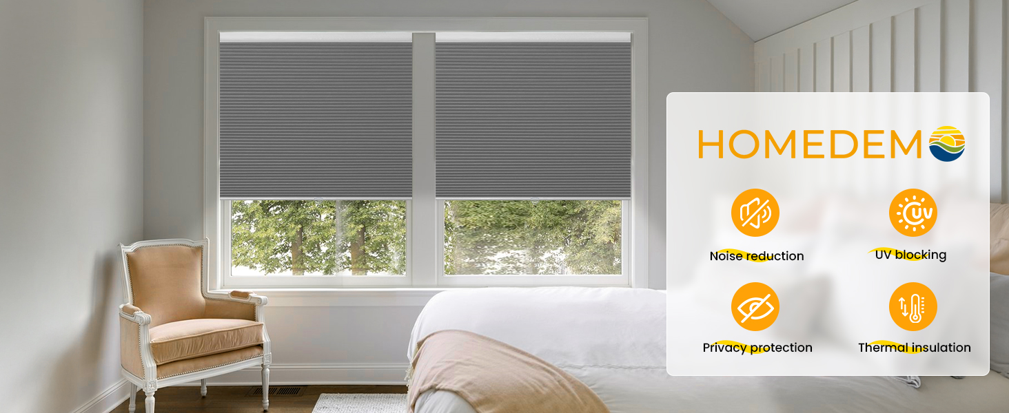 Amazon.com: HOMEDEMO Cellular Shades Cordless, Blackout Shades Cordless for Indoor Windows ...