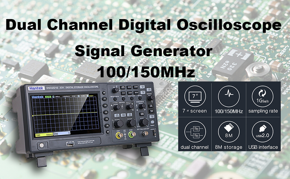 Hantek Dso2C10 Digital Storage Oscilloscope 100Mhz Bandwidth 2Ch Dual ...