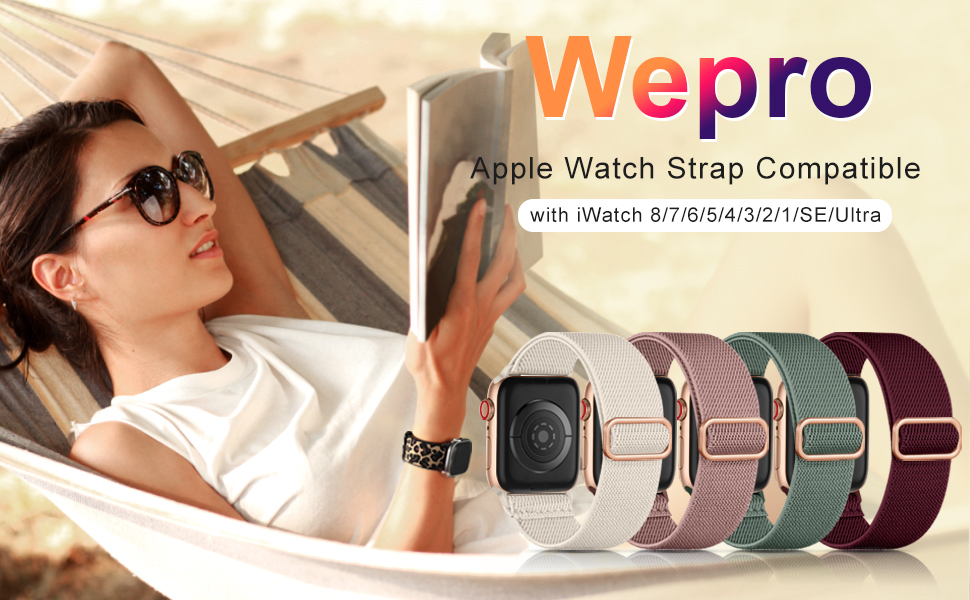 Wepro 10 Pack Stretchy Solo Loop Compatible with Apple Watch Strap 38mm 40mm 41mm, Elastic ...