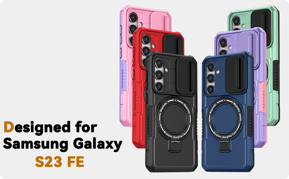 Amazon.com: Magnetic Case for Samsung Galaxy S23 FE 5G, with Ring Stand [Glass Screen Protector ...