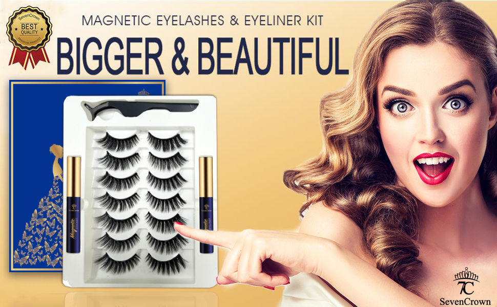 Amazon.com: 7C SevenCrown Magnetic Eyelashes with Eyeliner, Cat-Eye ...