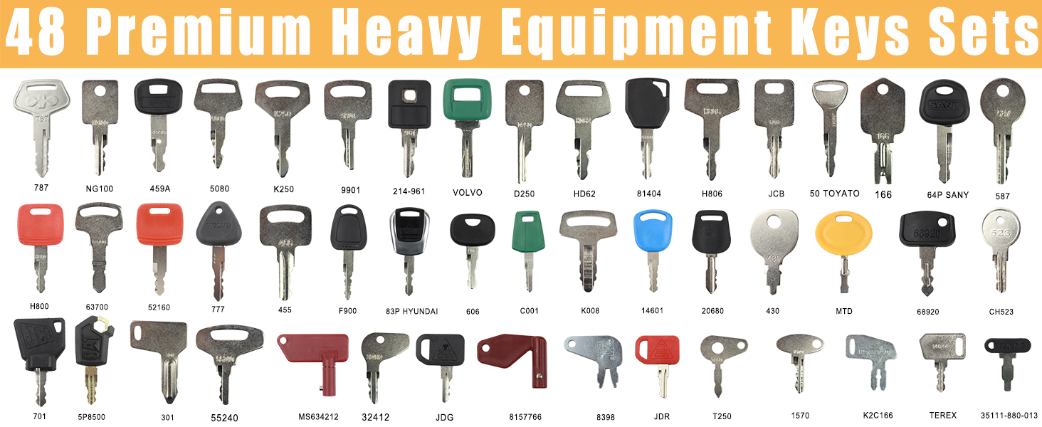 Amazon.com: 48 PCS Heavy Equipment Key Master Set Equipment Master Machine Keys Set for ...