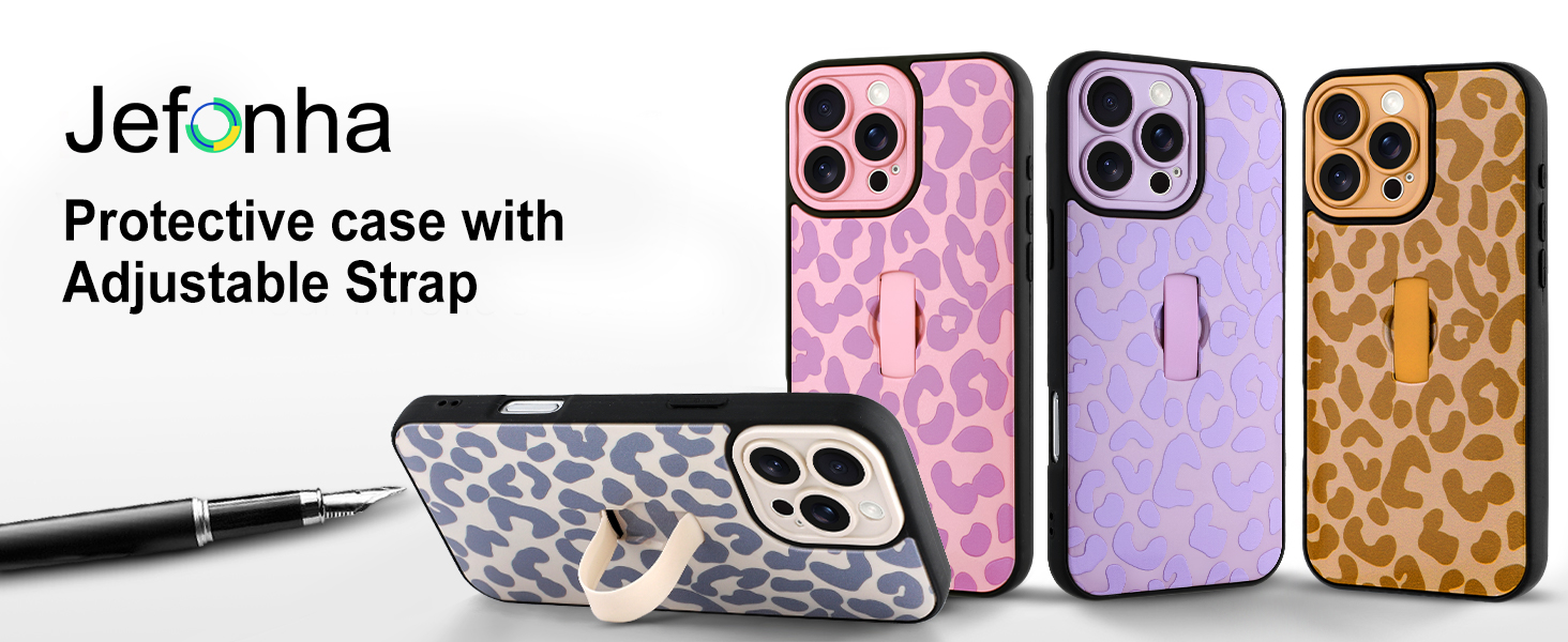 Amazon.com: Jefonha Compatible with iPhone 16 Pro Case with Finger Hand Strap Kickstand, Trendy ...