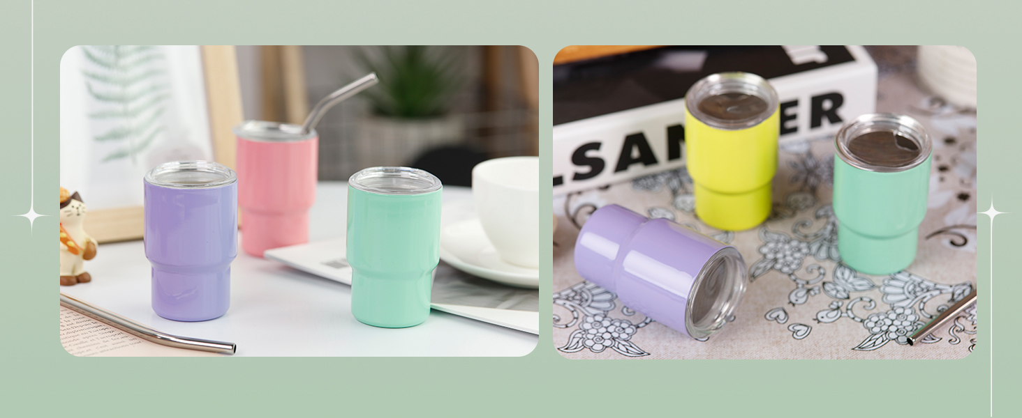 Amazon.com | Joyclub 3 oz Mini Tumbler Shot Glass with Straw and Lid 48 ...