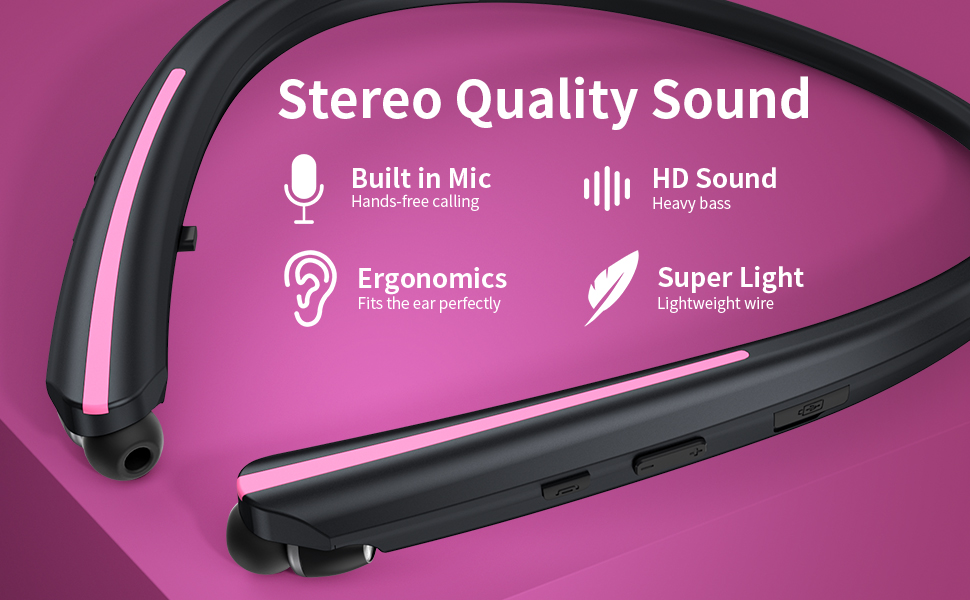 Amazon.com: Retractable Bluetooth Neckband Headphones - Wireless ...