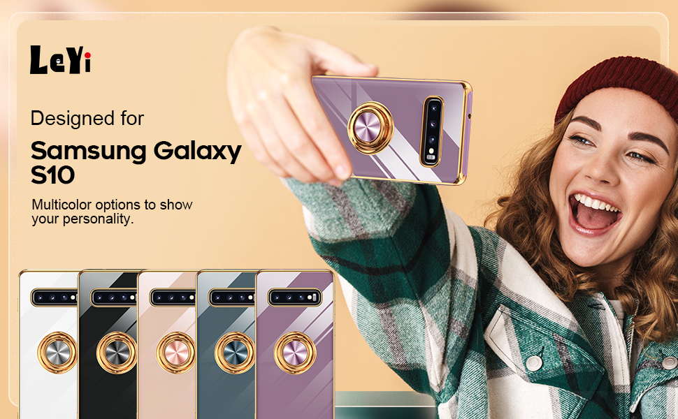 Amazon.com: LeYi for Samsung S10 Phone Case: with 360° Rotatable Ring Holder Kickstand ...