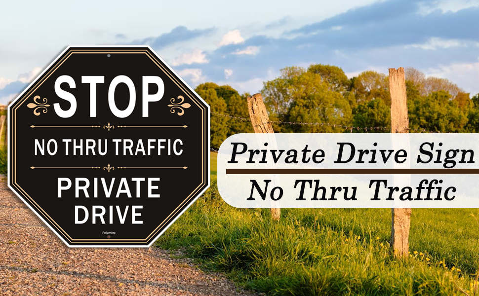 Amazon.com: 2 Pack Stop No Thru Traffic Private Drive Signs 12 x 12 ...