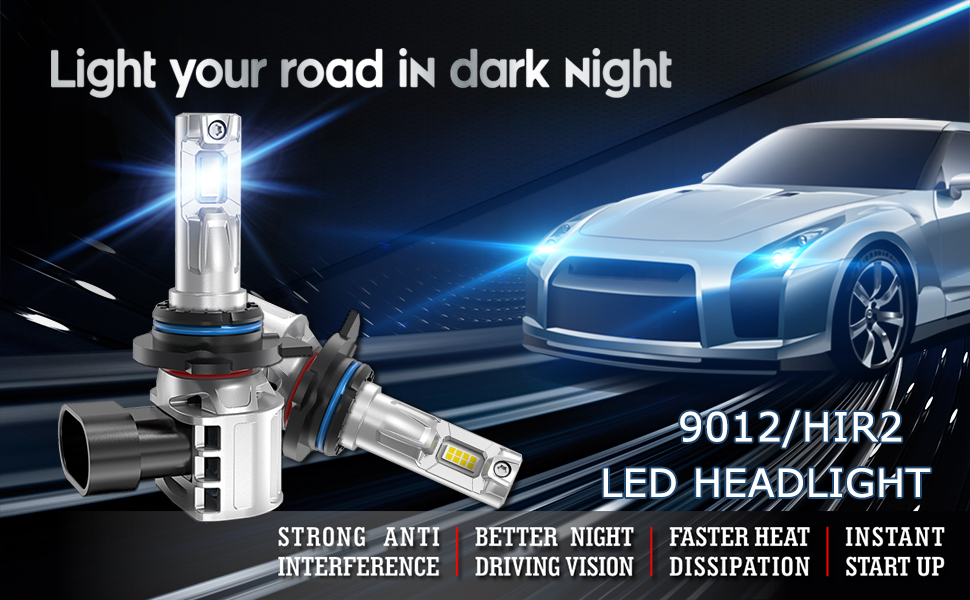 Sinoparcel 2023 Upgrade HIR2/9012 LED High Beam and Low Beam Headlight Bulb, 2 Years Warranty ...