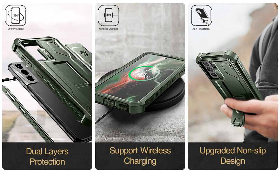 Dexnor Case for Samsung Galaxy S21 5G 6.2 Inch with Built-in Screen Protector Military Grade ...