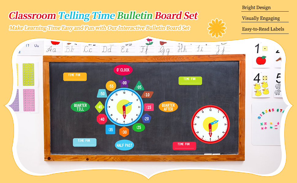 Amazon.com: WhatSign Telling Time Bulletin Board Set Telling Time ...