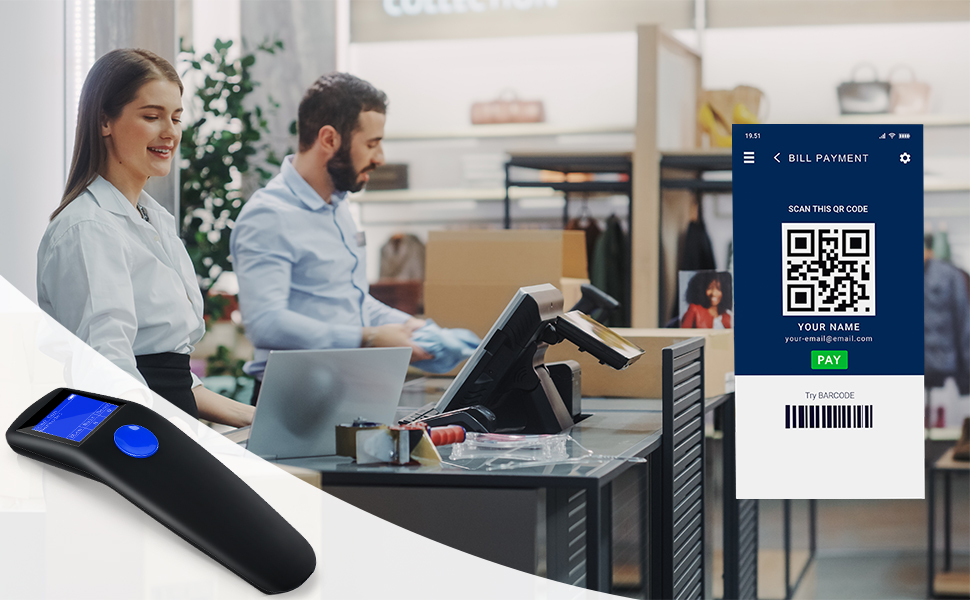 Amazon.com : QR Code Scanner,JRHC 2D Portable Barcode Scanner Wireless 2-in-1 2.4G Wireless ...