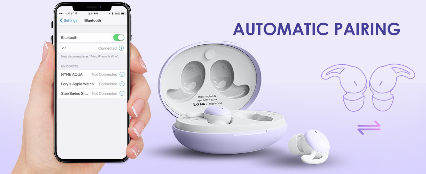 Xmenha Purple Wireless Small Sleep Earbuds For Side Sleepers Smallest ...