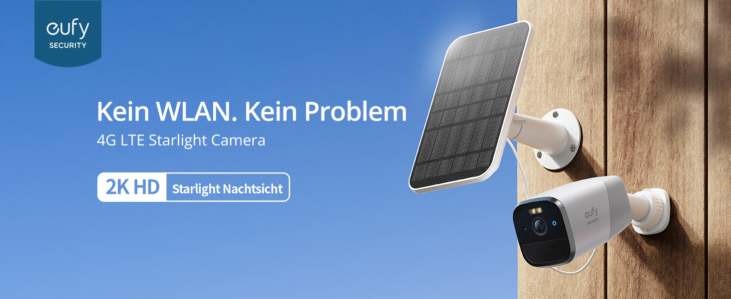 eufy Security 4G LTE Überwachungskamera mit SIM Karte, 2K HD, Starlight ...