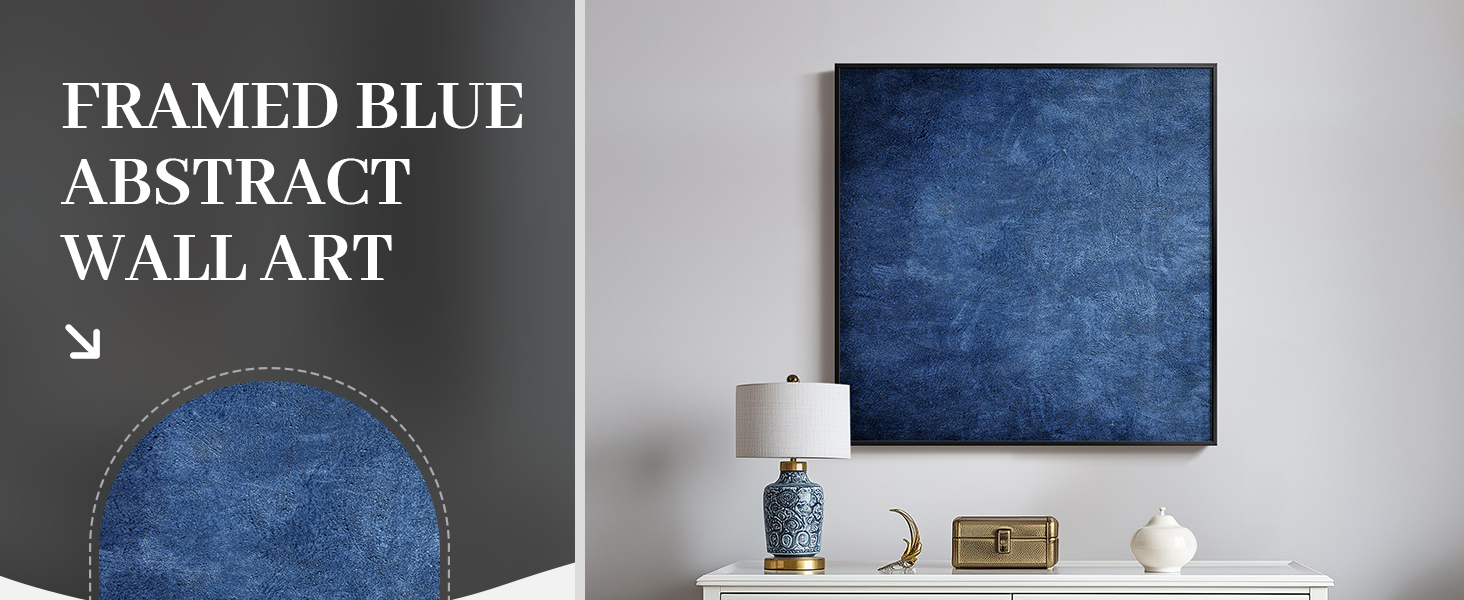 Amazon.com: Large Framed Navy Blue Modern Abstract Wall Art for Living Room, Canvas Paintings ...