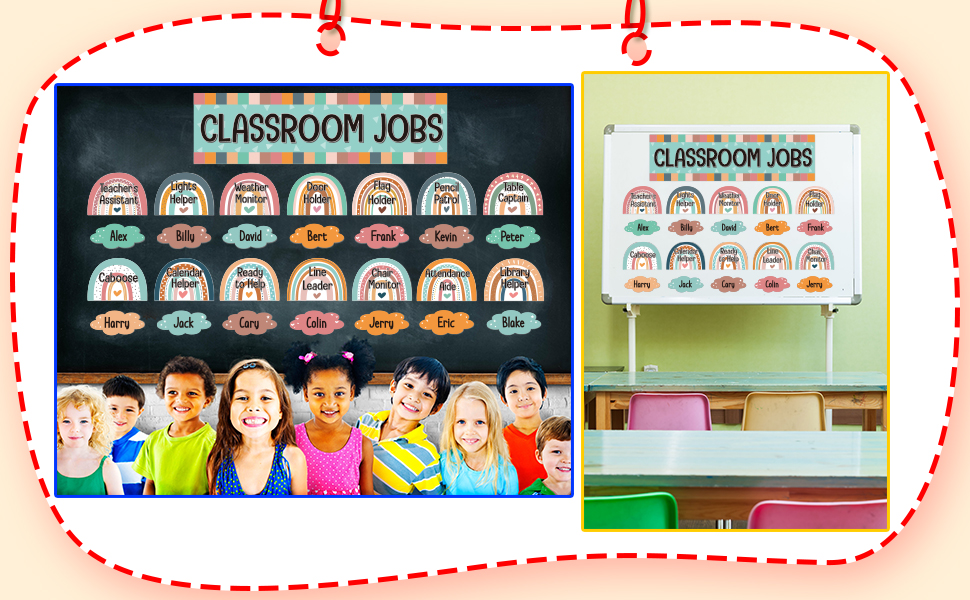 Amazon.com : 65 Pieces Boho Rainbow Classroom Jobs Bulletin Board Set ...