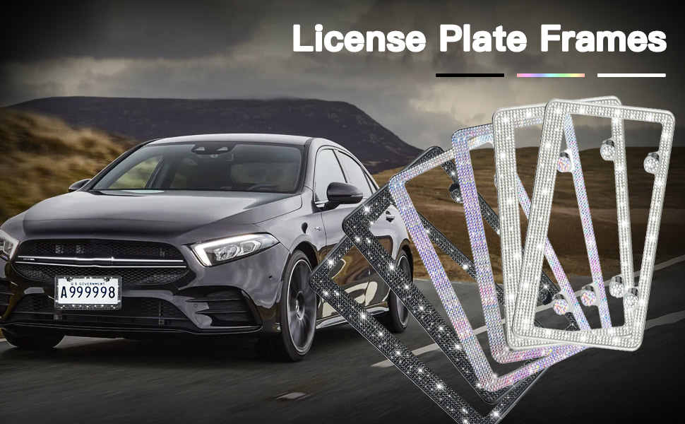 Amazon.com: 2 Pack License Plate Frames for Women, Sparkly Rhinestone Diamond Car Accessories ...