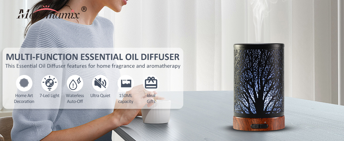 Amazon.com: Essential Oil Diffuser - 150ML Metal Aromatherapy Diffuser ...