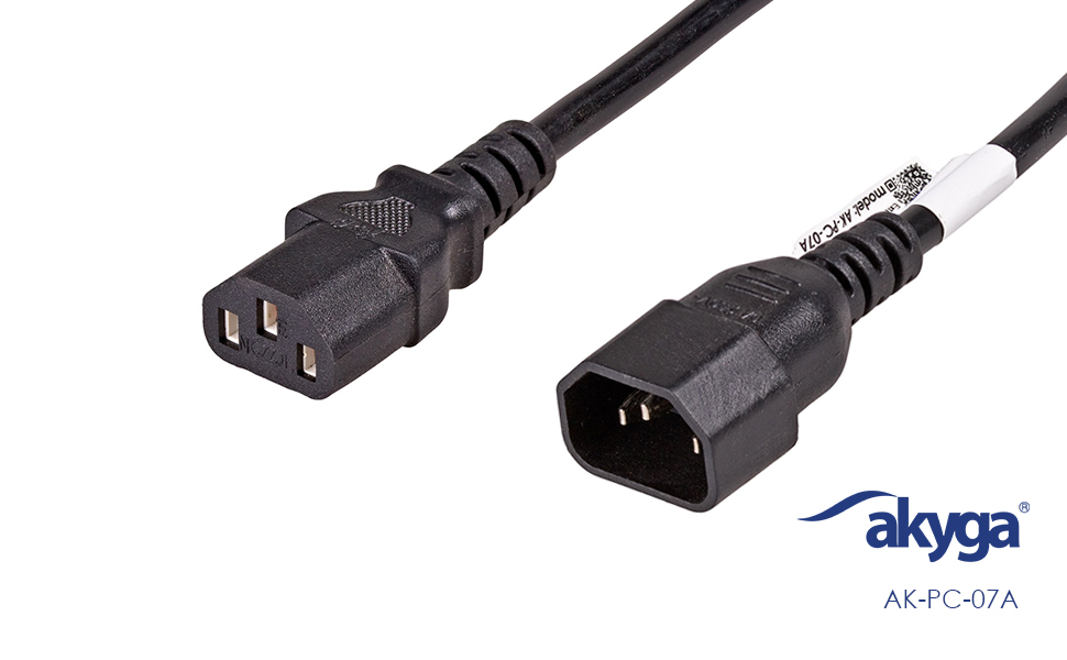 AKYGA AK-PC-03A Netzkabel für PC 3 Pin Polig Erweiterung IEC C13 / IEC C14 1.8m, schwarz: Amazon ...