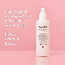 Natio Australia Rosewater Hydration Drench Mineral Face Mist 200ml - Refreshing Skin Balancing ...