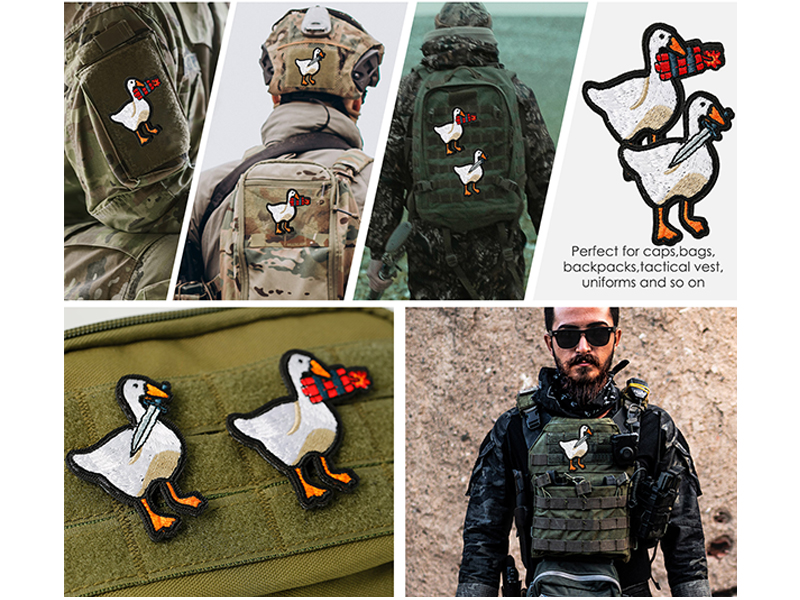 Aolamegs 2 Pcs Funny Tactical Duck Patches, Duck with Knife Embroidered Applique and Explosive ...