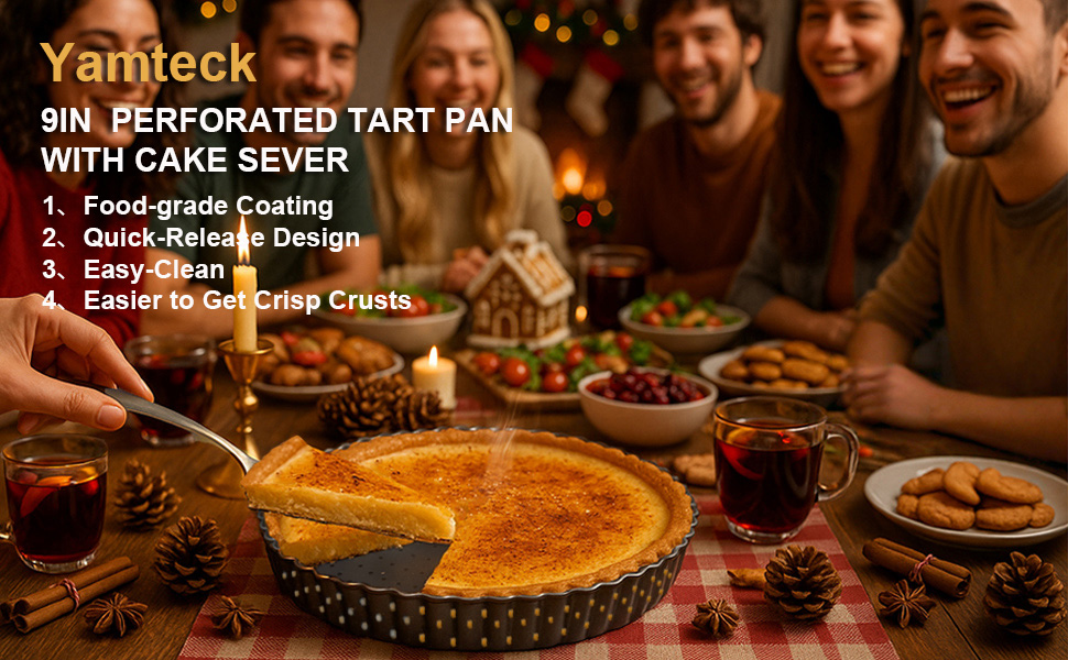 Amazon.com: Yamteck 9 Inch Perforated Tart Pan for Crispy Crust w/Pie ...