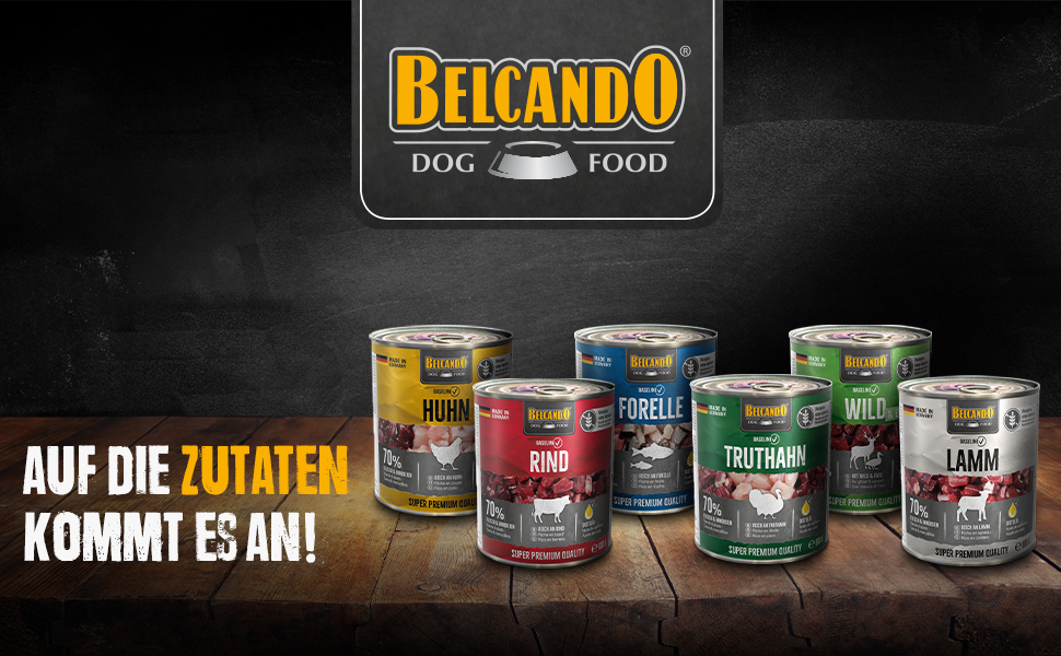 BELCANDO Baseline Nassfutter für Hunde, Wild & Ente, 6X 400g Dose, 70% Fleisch für ausgewachsene ...