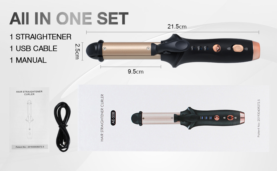 Cordless Hair Curler,TANSHINE 2 in 1 Travel Mini Hair Tongs for Short Hair, Small Portable USB ...