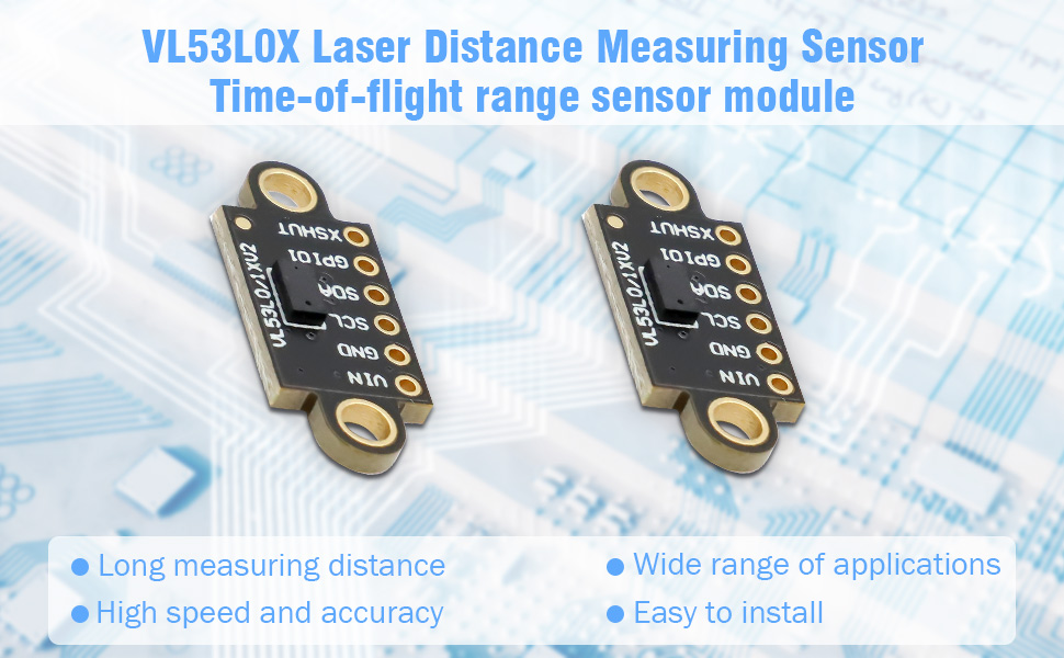 RUIZHI VL53L0X VL53L1X Laser Distance Sensor, 2 Pieces, 4 Metre Flight Time Sensor, Time-of ...