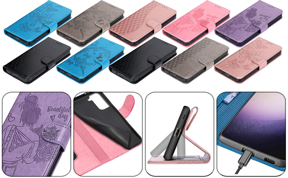 Amazon.com: SASYMALY for Samsung Galaxy S25 Plus Wallet case, Flip Folio Cover with Stand ...