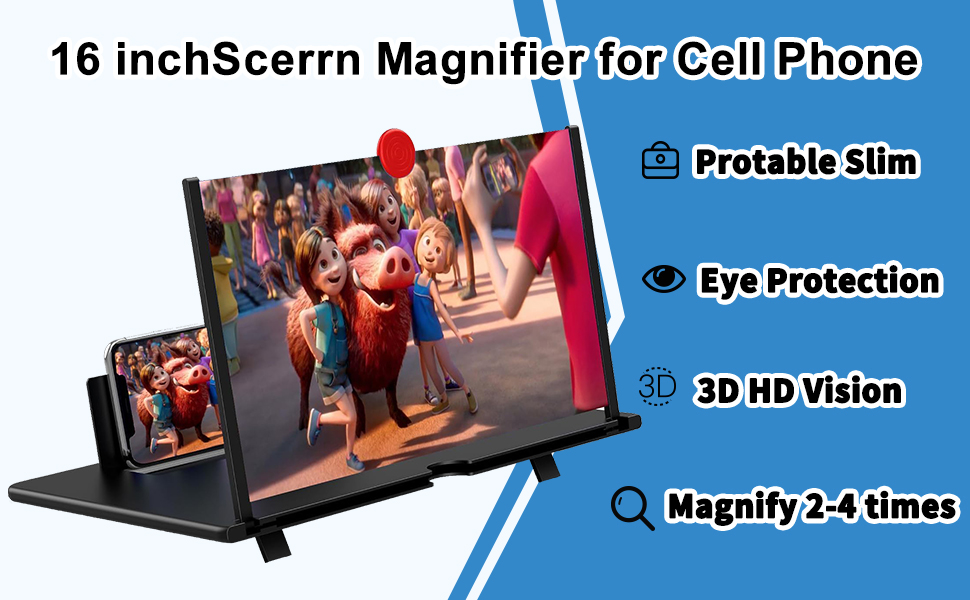 Amazon.com: 16" Screen Magnifier for Cell Phone – 3D HD Magnifing Screen Enlarger Projector for ...