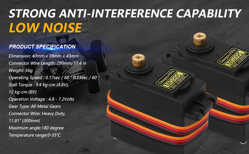 Amazon.com: 6pcs MG995 55G Micro Servo Motor Metal Geared Motor Kit for ...