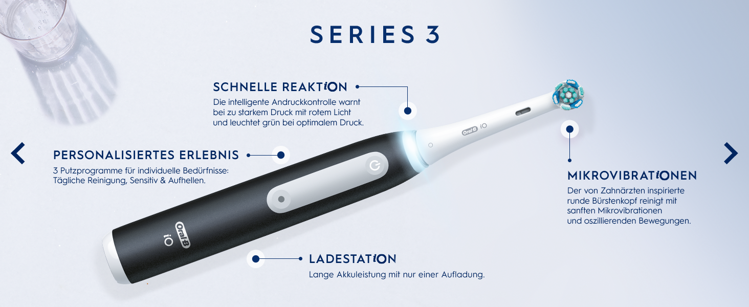 Oral-B iO Series 3 Elektrische Zahnbürste, Electric Toothbrush, 3 Putzmodi für Zahnpflege ...