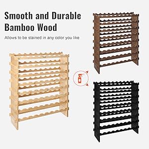 VEVOR Stackable Modular Wine Rack, Solid Bamboo Wood Storage Racks, Floor Freestanding Wines ...