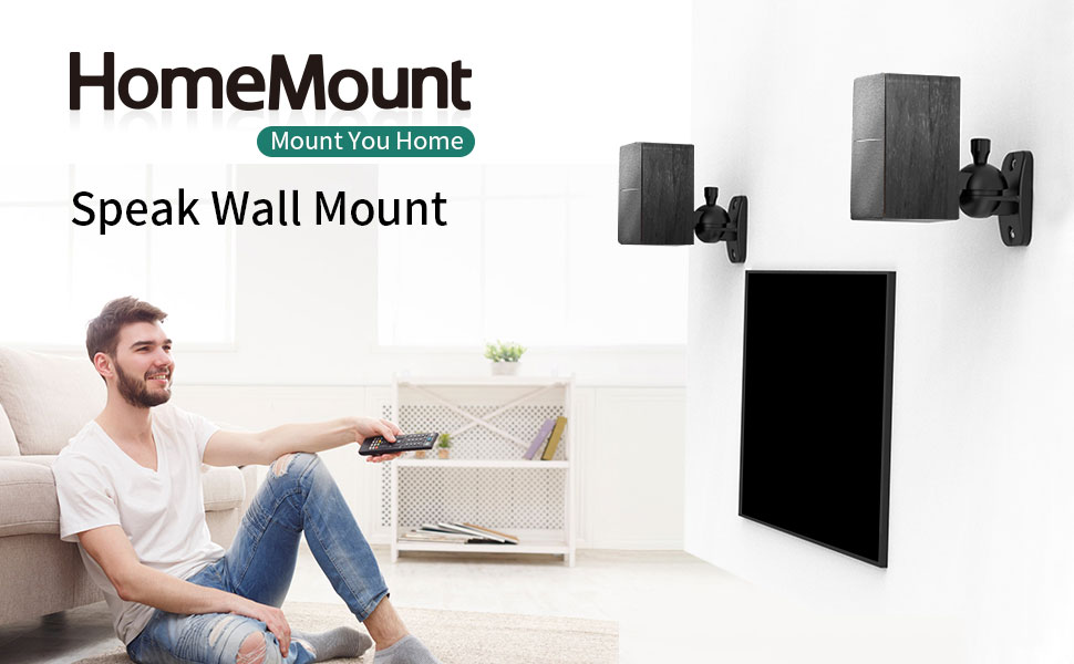HomeMount Speaker Wall Mount Brackets - Surround Speaker Wall Mounts Kit, Bookshelf Speaker Wall ...