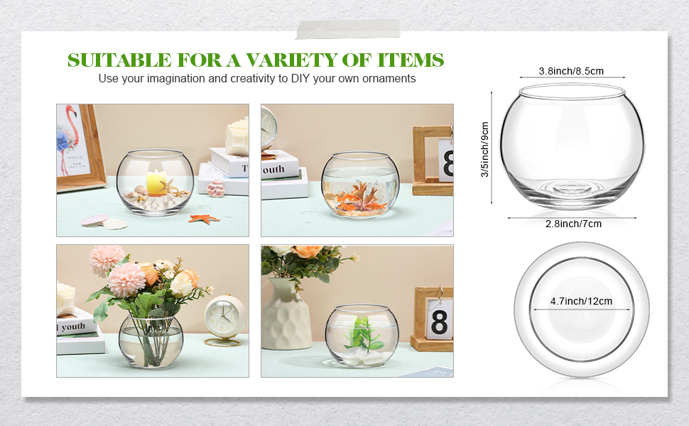 Amazon.com: 12 Pcs Fish Bowl Vase Glass Bubble Bowl Globe Glass Bowl Clear Bubble Vase Round ...