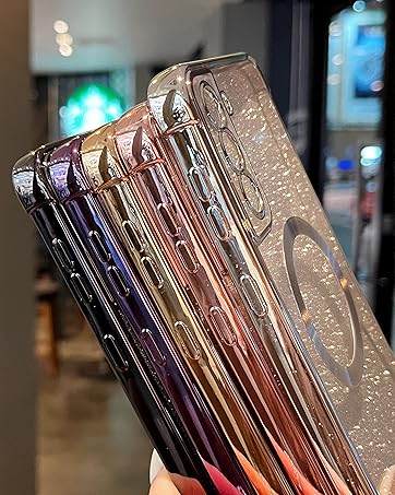 Amazon.com: ZTOFERA Clear Magnetic Case for Samsung Galaxy S21 Plus 5G with Gradient Glitter ...