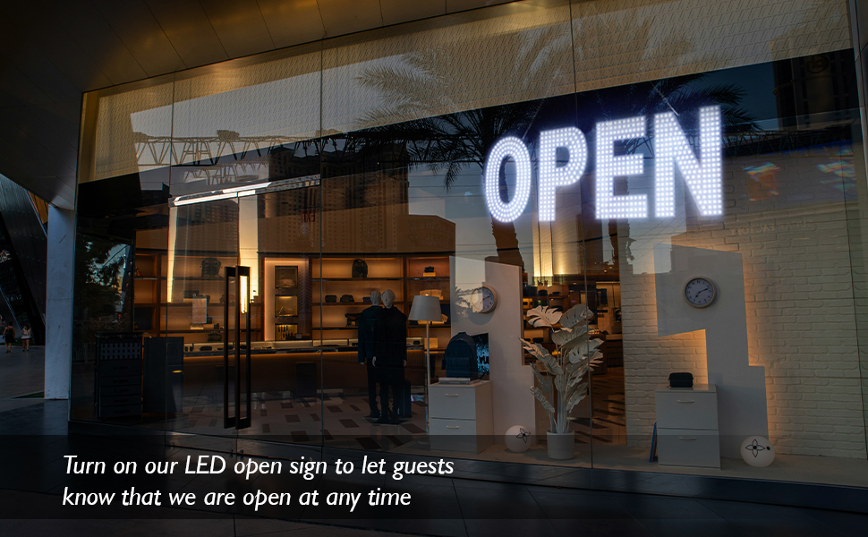 Amazon.com : Thirdpolite Open Signs for Business, 30"x10" Dimmable Large LED Open Light Up Sign ...