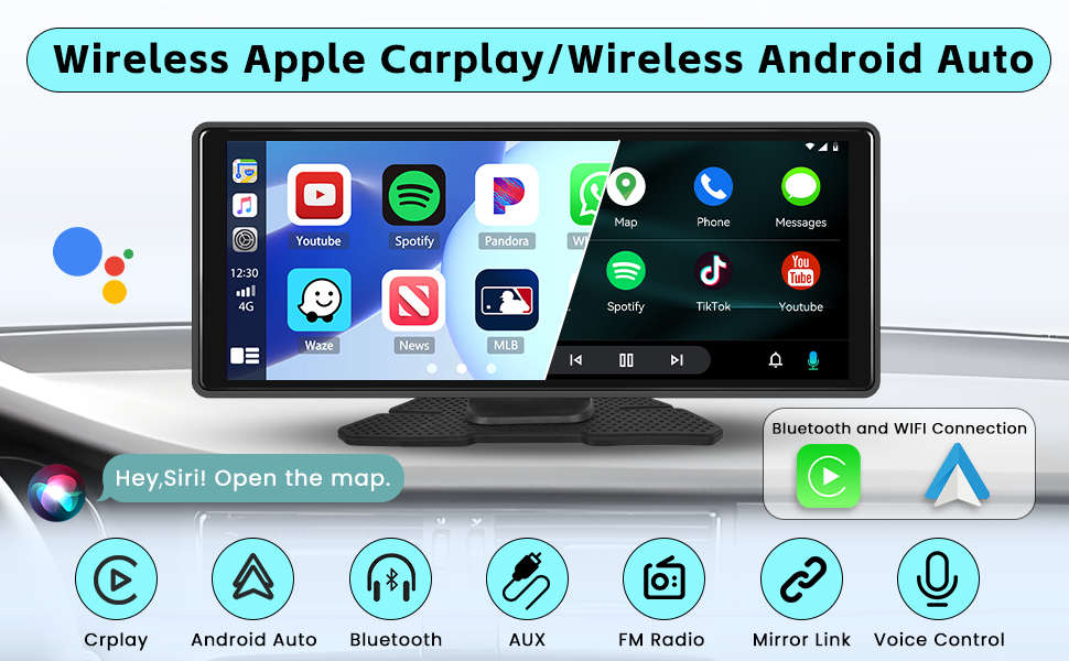 Amazon.com: [4G+64G] Android 13 Portable Wireless Apple Carplay Car ...