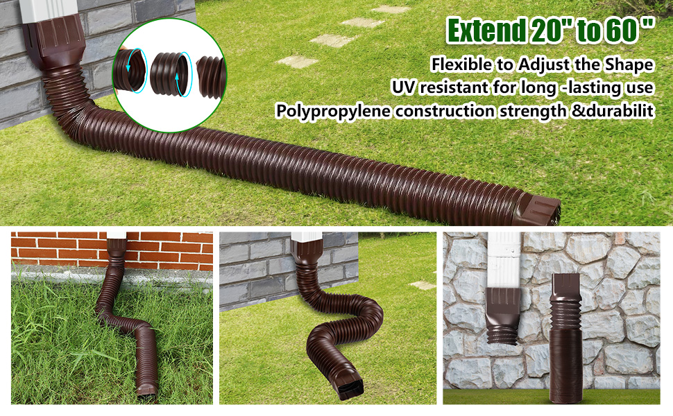 2 Pack Rain Gutter Downspout Extension Flexible, Downspout Drain ...