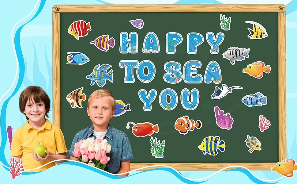 Amazon.com: Bulletin Board Decorations Summer Cutouts Chalkboard Under ...