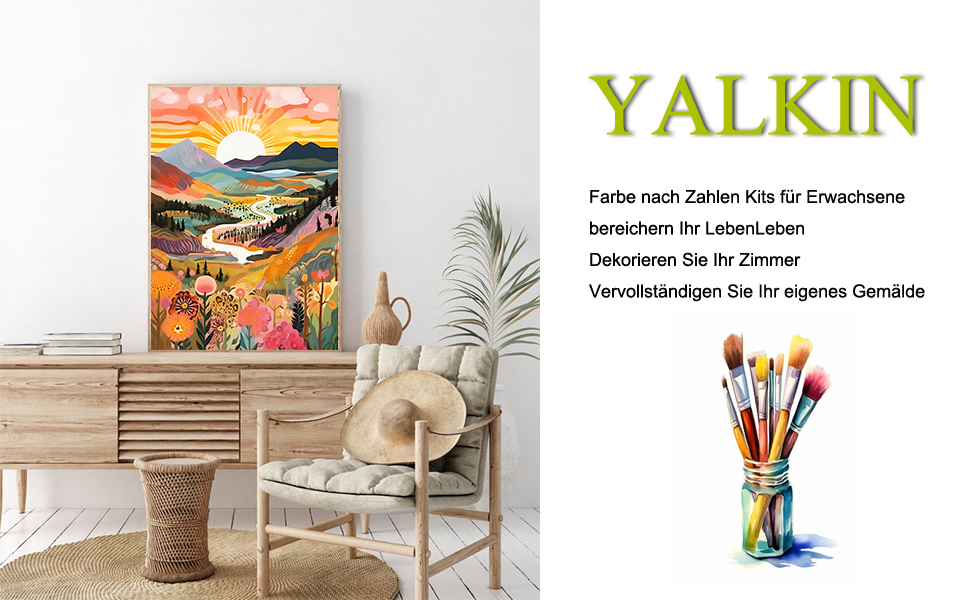 YALKIN Malen Nach Zahlen Erwachsene, Paint by Numbers Malen Nach Zahlen, DIY Landschaft mit ...